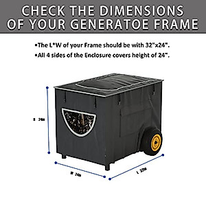 GEHENG Generator Covers While Running,100% Waterproof Generator Cover,All Weather Use, 32"x24" X24 ", Super Heavy Duty 600D Waterproof Polyester Tarp 100% Waterproof, Tear Resistant, Black.