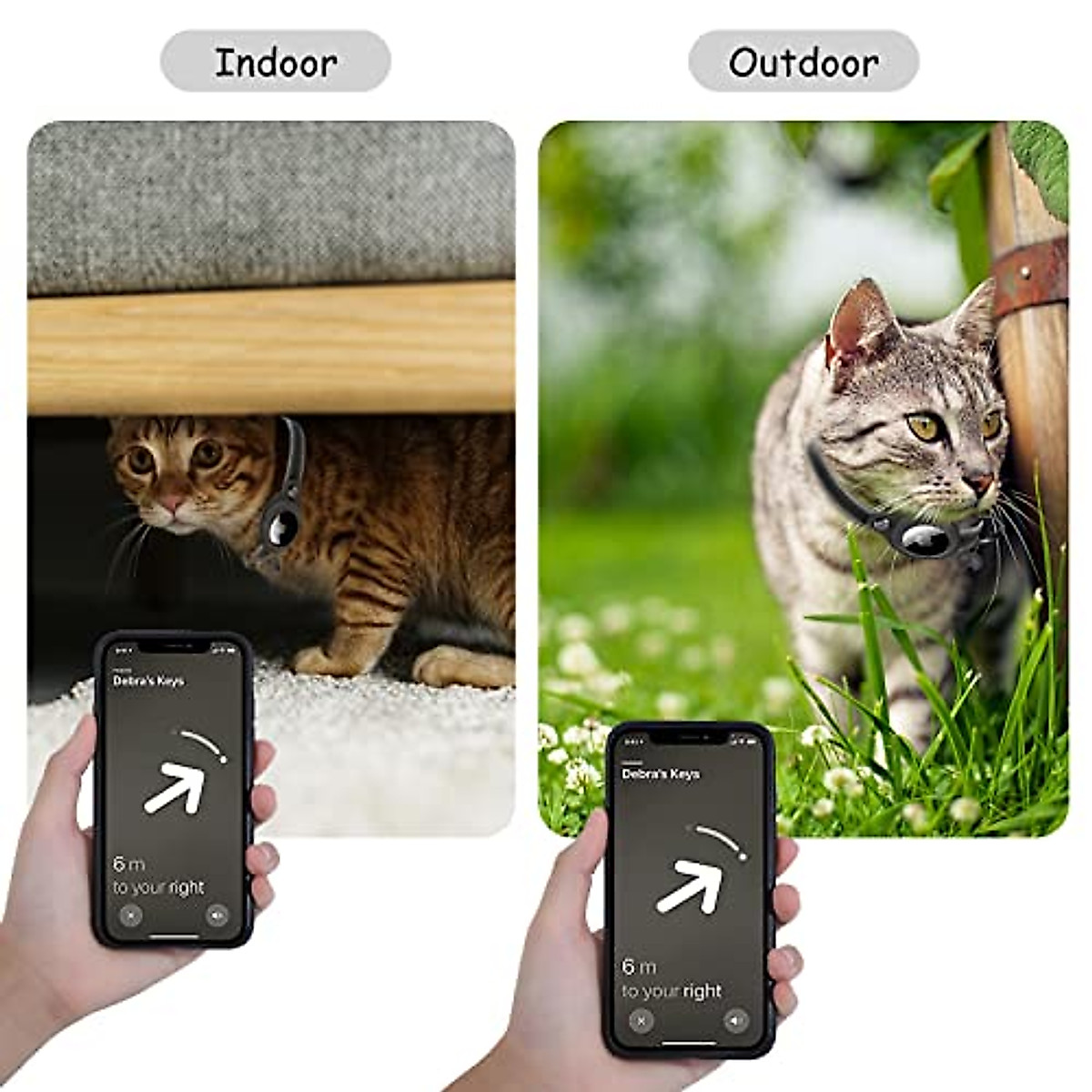 AirTag Cat Collar, Adjustable Reflective GPS Cat Collar, Integrated Apple Airtag Kitten Collar, with Air Tag Holder and Bell for Kitten Cat Puppy (Black)