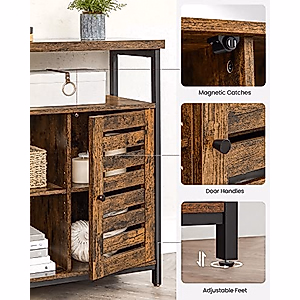 VASAGLE Buffet Cabinet, Sideboard Storage Cabinets with Compartments, Adjustable Shelves, Louvered Doors, 13.8 x 39.4 x 32.1 Inches, Rustic Brown and Black