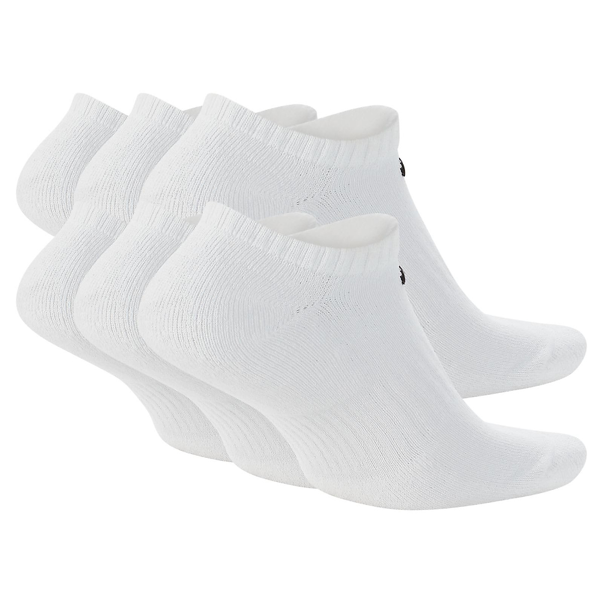 Nike Everyday Cushion No Show Socks, White/Black, Medium, Unisex, Pack of 6