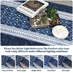 GarveeHome Modern Bordered 5x7 Area Rugs, Washable Rugs for Living Room Geometric Accent Rug Non Slip Non-Shedding Floor Carpet for Dining Room Indoor Kids Playroom, Navy