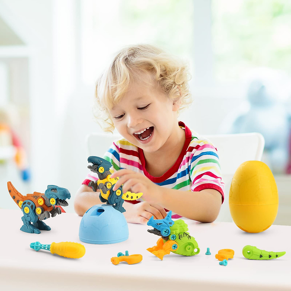 Yutin Take Apart Dinosaur Toys, Easter Egg Toy, STEM Construction Building Kits for Kids, Toddler Dino Gift for 3 4 5 6 7 Year Old Boys