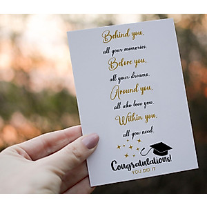 Graduation Card for Him Her, Cute Graduation Card Gift for High School College Grad, Behind You Before You Around You Within You Card - 5x7 inch Folded Card include Envelope, Sticker - Blank Inside