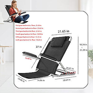 YZRYXHWL Foldable Bed Backrest with Armrests Floor Chair for Adult Reading Patient Care Bed Chair with Pillow Sit Up Backrest in Bed Breathable Fabric 6 Speed Adjustment