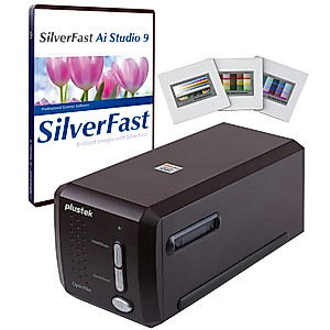 Plustek OpticFilm 8300i Ai Film Scanner - Converts 35mm Film & Slide into Digital, Bundle SilverFast Ai Studio 9 + QuickScan Plus, Include Advanced IT8 Calibration Target (3 Slide)