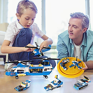 1648 Pieces City Police Armed Transport Helicopter Toy Building Blocks Set with Plane, Police Boat, Ship, Blocks Storage Box, Learning and Roleplay Construction Toy Gift for Boys Girls 6-12