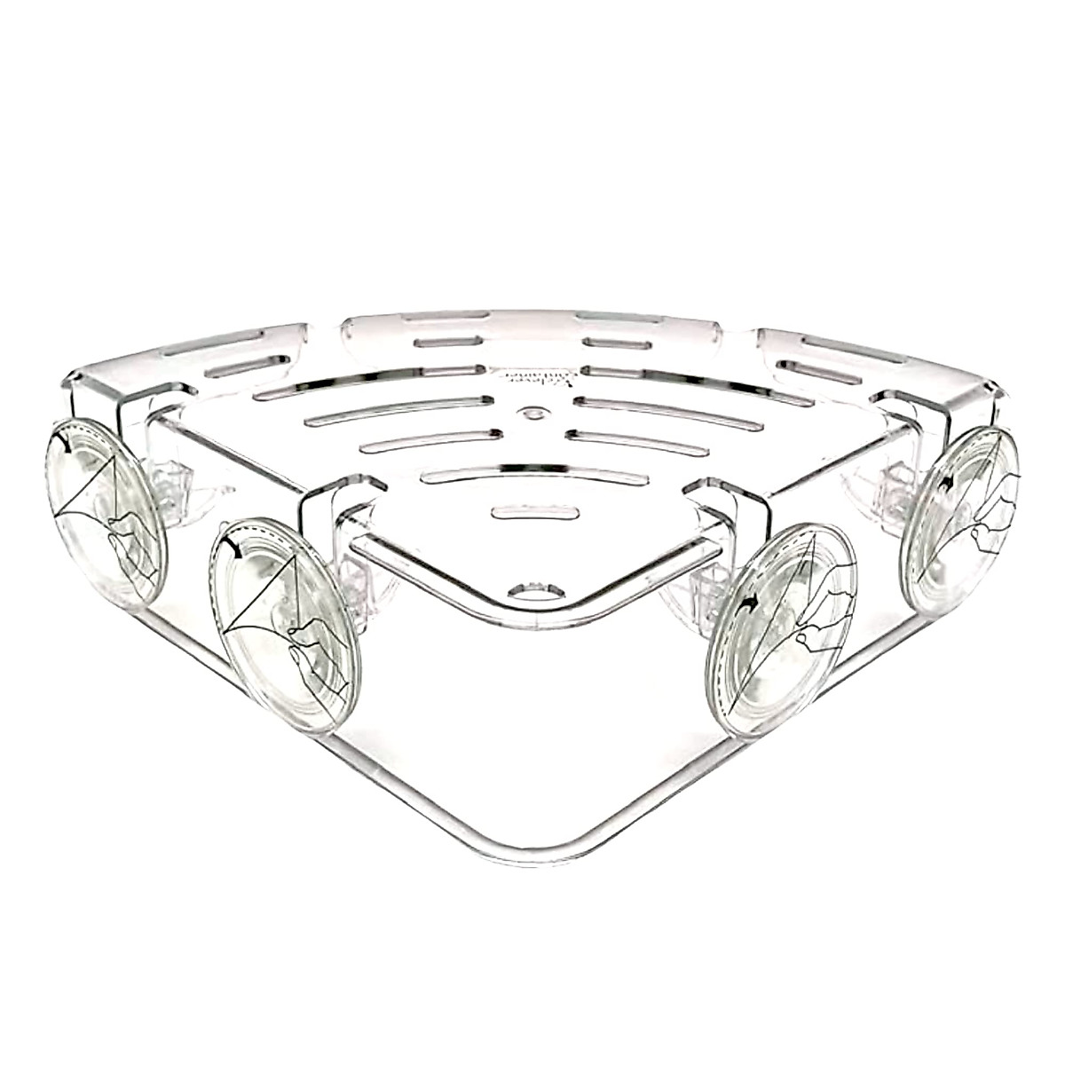 RoomForLife - Clear Corner Shelf- 10 by 3 by 3 - Suction and Adhesive Attachment - Bathroom - Garage - Kitchen - Plant Shelf