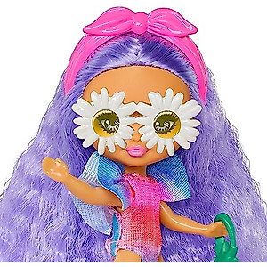Barbie Extra Mini Minis Travel Doll with Beach Fashion, Tie-Dye Swimsuit and Tropical Accessories, Barbie Extra Fly Small Doll