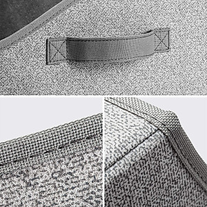 artsdi Set of 4 Large Capacity Storage Bins and Baskets with Handles,Closet Shelf Organizer Bin,Foldable Trapezoid Storage Box for Shelves,Clothes,Toys,Towel,DVD,Book (19.7"x11.4"x8.3",Black)