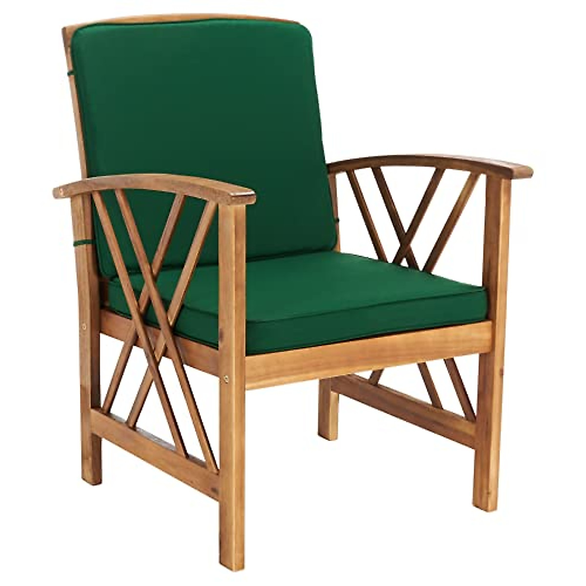 SAFAVIEH Outdoor Collection Fontana Natural/ Green Cushions 4-Piece Conversation Patio Set