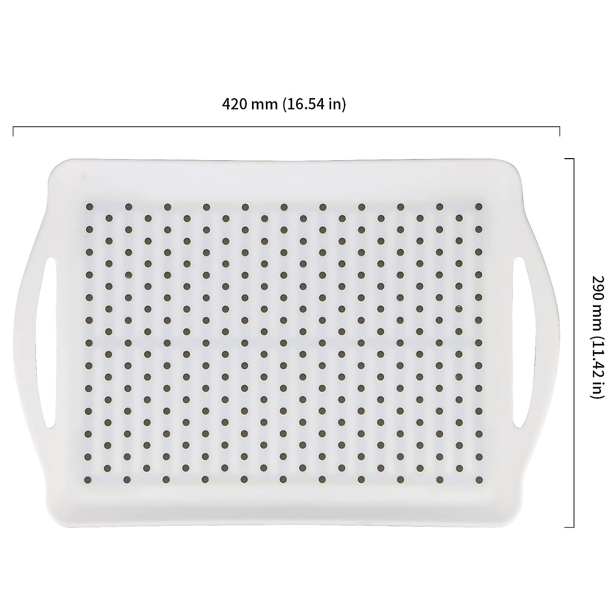 HOIGON 4 Pack 16.5 x 11.4 x 1.6 Inch Anti-Slip Food Serving Tray with Handles, Rectangular Plastic Serving Trays Cafeteria Trays Dinner Trays for Eating On Couch, Bed