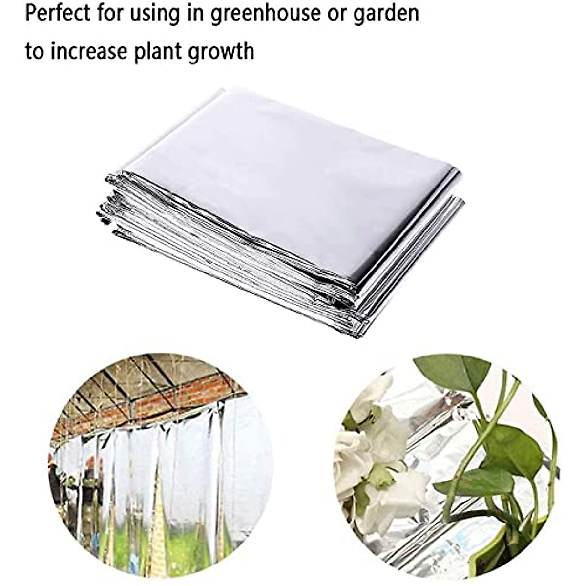 Xccj 6 Pack High Silver Reflective Mylar Film, 83x 52 in, Garden Greenhouse Covering Foil Sheets for Plant Growth, Grow Room, First Aid, Camping, Outdoor Survival