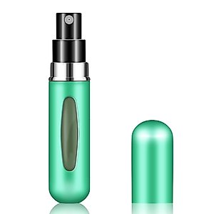 Kewjug Refillable Mini Perfume Atomizer Bottle，Portable Separate Bottles，Travel and Outings Spray Boxes Dispensers 5ml/0.2oz (Green)
