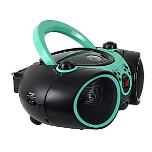 Jensen CD-490 Portable Sport Stereo CD Player Boombox with AM/FM Radio, Aux Line-in & Headphone Jack (Limited Edition Colors) (Aqua Teal)