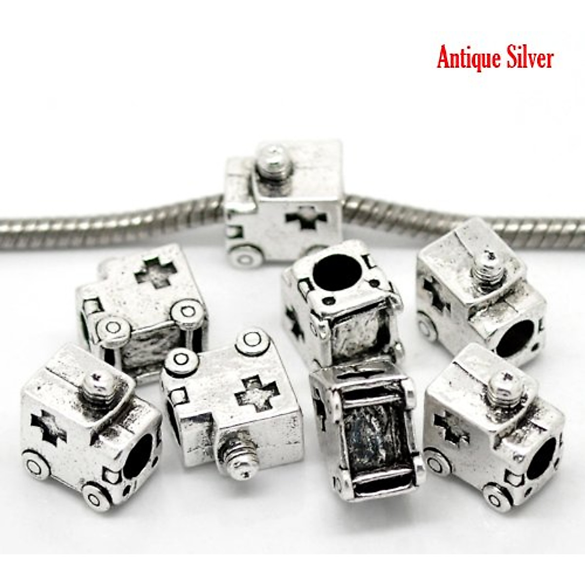 Ambulance Charm Bead Spacer For Snake Chain Charm Bracelet