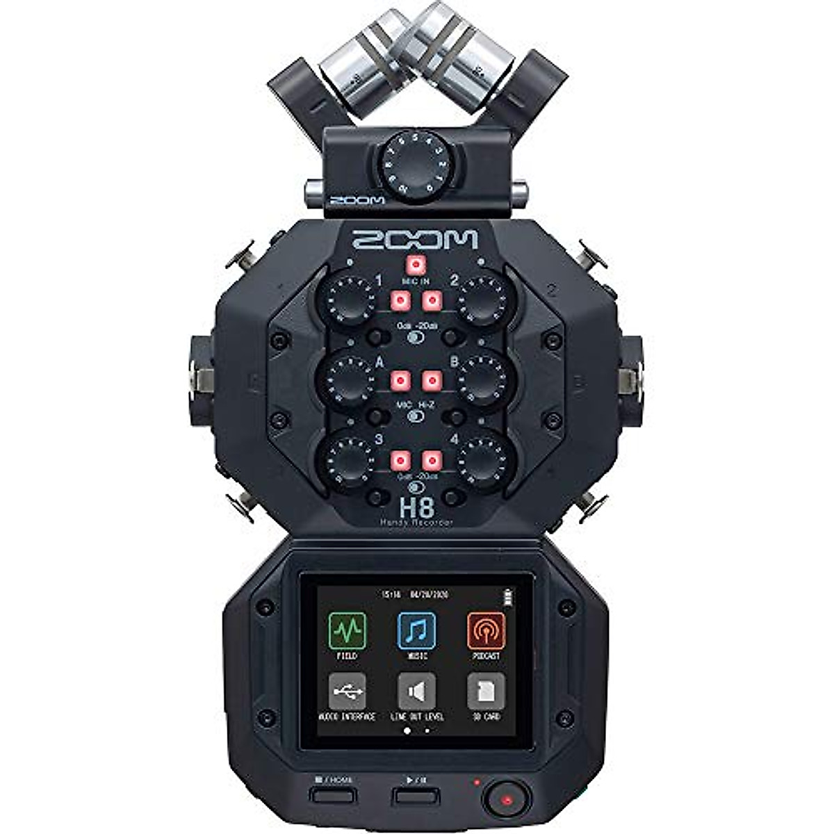 Zoom H8 8-Input / 12-Track Portable Handy Recorder with 128GB Pro Memory Card & Wide-Mouth Case Bundle