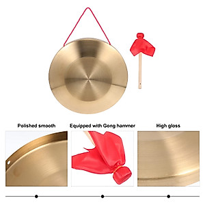 Generic Gong with Mallet, 32 cm/12.59inch Tam Tam Gong Traditional Chinese Percussion Instrument, Copper Decorative Chau Gong for Home, Office(42O43FLA148)