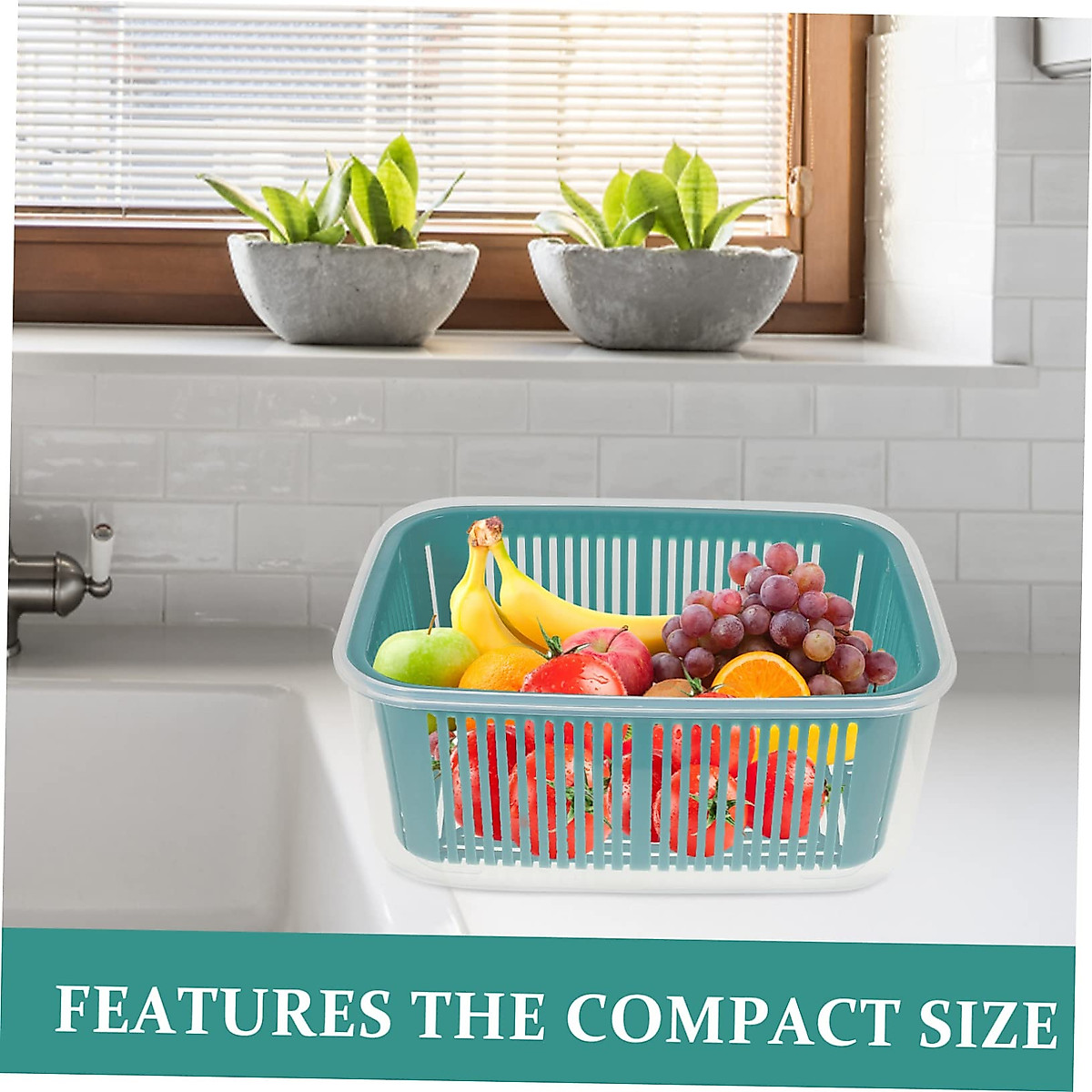 UPKOCH 2pcs Box Refrigerator Storage Box Cereal Container Food Storage Box Glass Food Containers Fruit Drain Storage Box Sink Strainer Basket Fridge Strainer Box Fresh Box Drain Fruit Box