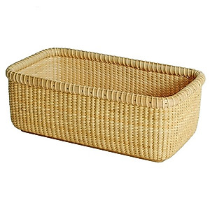 Teng Tian Basket Natural Rattan Wooden Storage Box -Cane-on-cane weave Nantucket Basket– Cabinet and Shelf Basket Organizer with - Multi-Purpose Organizer
