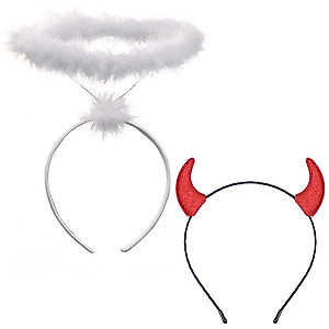 Cheerin Angel Halo and Devil Horns Headband - White and Red - Costume Accessories