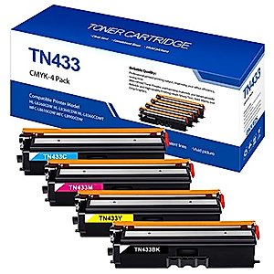 EWJUEZS Compatible TN-433 TN433 TN433BK TN433C TN433M TN433Y High Yield Toner Cartridge Replacement for Brother HL-L8260CDW HL-L8360CDW MFC-L8610CDW MFC-L8900CDW Printer (4 Pack).