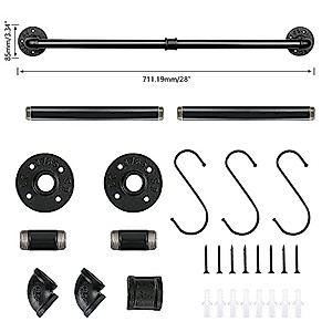 Jeasor Industrial Pipe Towel Rack Towel Bar, Heavy Duty Wall Mounted Rustic Farmhouse Bath Towel Holder for Bathroom (Black, 28 inch)