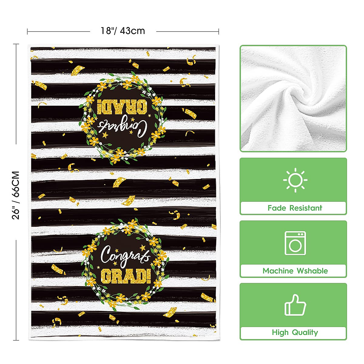 Artoid Mode Congrats Grad Gnomes Kitchen Towels Dish Towels, 18x26 Inch Graduation Party Dream Big Ultra Absorbent Bar Tea Hand Towel Set of 4