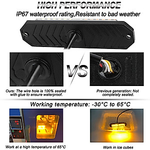 ASPL 8pcs Sync Feature Ultra Slim 12-LED Surface Mount Flashing Strobe Lights for Truck Car Vehicle LED Mini Grille Light Head Emergency Beacon Hazard Warning lights (Amber)