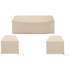 Crosley Furniture Patio Furniture Covers, Waterproof 3-Piece Cover Set for Outdoor Chairs and Sofa, Tan