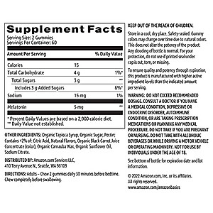 Amazon Basics Melatonin 5mg, 120 Gummies (2 per Serving), Strawberry (Previously Solimo)