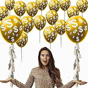 12 Inch Pack of 20 Money Dollar Signs Currency Symbol Latex Balloons Decorations for Birthdays Baby Showers Casino Weddings Bachelorette Retirement Anniversary Graduations Party