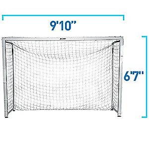 Franklin Sports Futsal Goal - Aluminum Official Size Futsal Goal - Indoor Soccer Net - Folding, Portable Futsal + Soccer Goal - 9' 10" x 6'7"