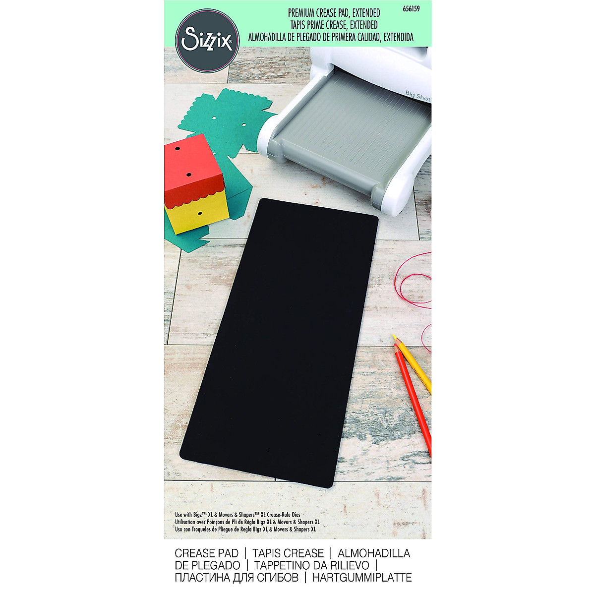 Sizzix, Black Premium Crease Pad 656159, Extended, PU Plastic, 6 1/8" x 13 1/2" x 1/8"