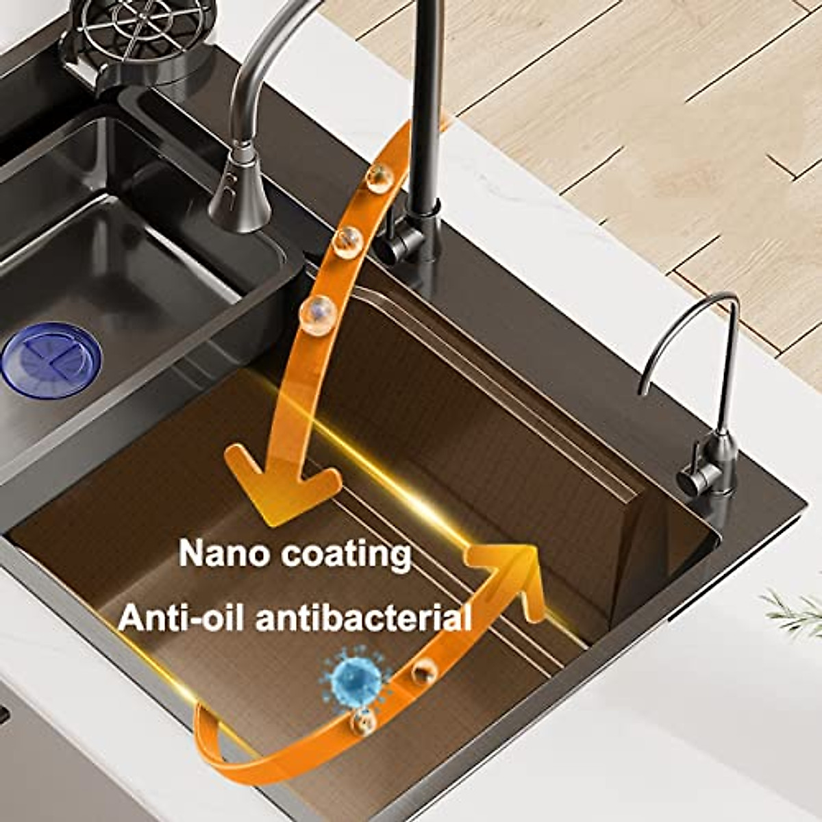 Outdoor Sink, Single Bowl Undermount Kitchen Sink 60x45CM 75x45CM Workstation Stainless Steel Bar Sinks with pull faucet and Cutting Board, Fits Kitchen Cabinet, Commercial Sink (Size : 75x45CM/29.5x