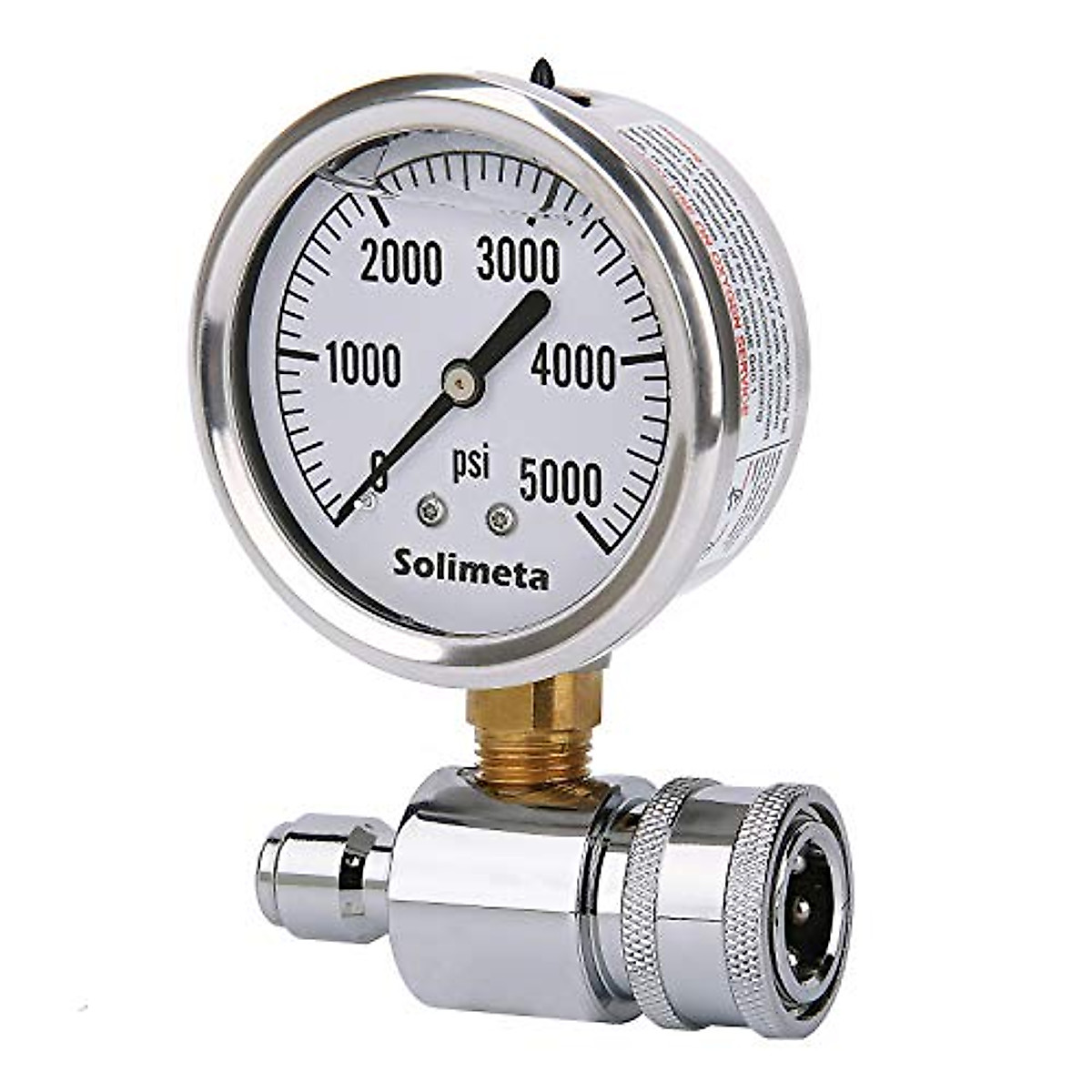 Solimeta 2-1/2" Pressure Washer Pressure Gauge Kit, 3/8 Inch Quick Connect, 5000 psi Pressure Washer, Liquid Filled