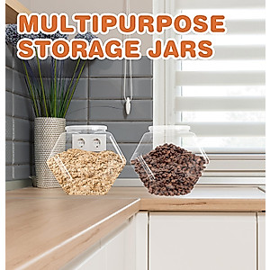 Woozettn 3 Pcs Plastic Candy Jars,Clear Cookie Jars 71 Oz for Kitchen Counter,Hexagon Cookie Jars with Lids,Plastic Dry Food Jar for Candy Buffet