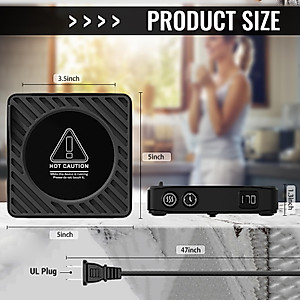 Mug Warmer, Coffee Mug Warmer with 3-Temp Settings, Coffee Warmer with Digital Display, 2-12Hrs Auto-Shut Off Coffee Warmer for Desk, Mug Warmer for Desk with Anti Scalding Silicone Pad