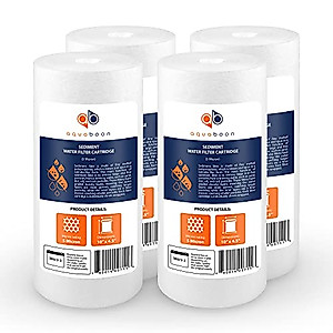 Aquaboon 4-Pack of 5 Micron 10"x4.5" Sediment Water Filter Replacement Cartridge | Whole House Sediment Filtration | Compatible with W15-PR, HD-950, WFHD13001B, GXWH35F, GXWH30C, HF45-10BLBK10PR