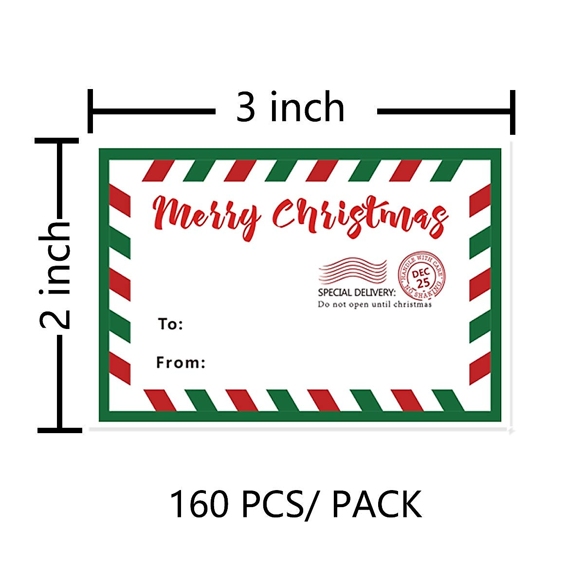 Merry Christmas Stickers,Special Delivery Tag,Christmas Envelope Seals,Holiday Stickers,160 Pcs Per Pack