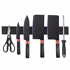 Petgin Magnetic Knife Holder for Wall,16 Inch Knife Magnetic Strip, Stainless Steel Magnetic Knife Strip Bar Rack Block for Kitchen Utensil Holder, Art Supply Organizer & Tool Holder,Black