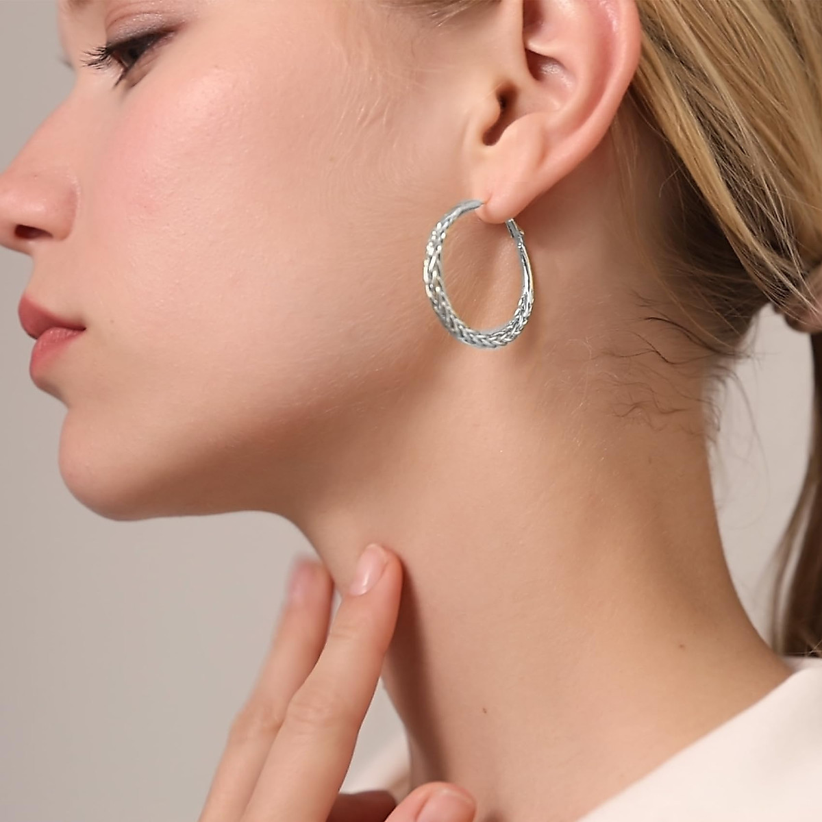 Senteria Silver Hoop Earrings for Women 925 Sterling Silver Hoop Earrings Hypoallergenic Lightweight Large Silver Hoop Earrings Thick Twisted Silver Hoop Earrings