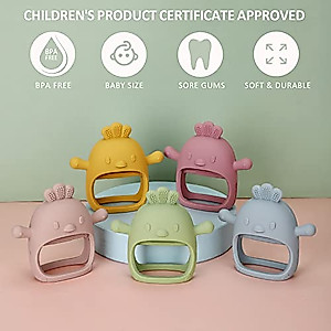 Socub Silicone Baby Teether Toy for Infants 3+ Months, BPA Free Anti-Drop Silicone Mitten Teething Toy for Soothing Sore Gums, Baby Chew Toys for Sucking Needs, Olive