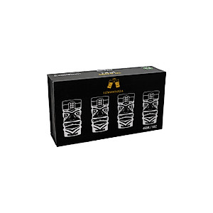 Clear Tiki Glasses, Set of 4 - 450 ML - Perfect for Exotic Cocktails, Lemonade, Ice Tea, Mixed Drinks- Exotic Zombie, Rum, Mai Tai, Pina Colada, Punch, Hurricane, Bar Drinkware
