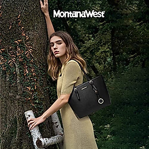 Montana West Tote Handbags for Women Vegan Leather Shoulder Bag Large and Medium 2PCS Purses Set B2B-MWC2-G030BK