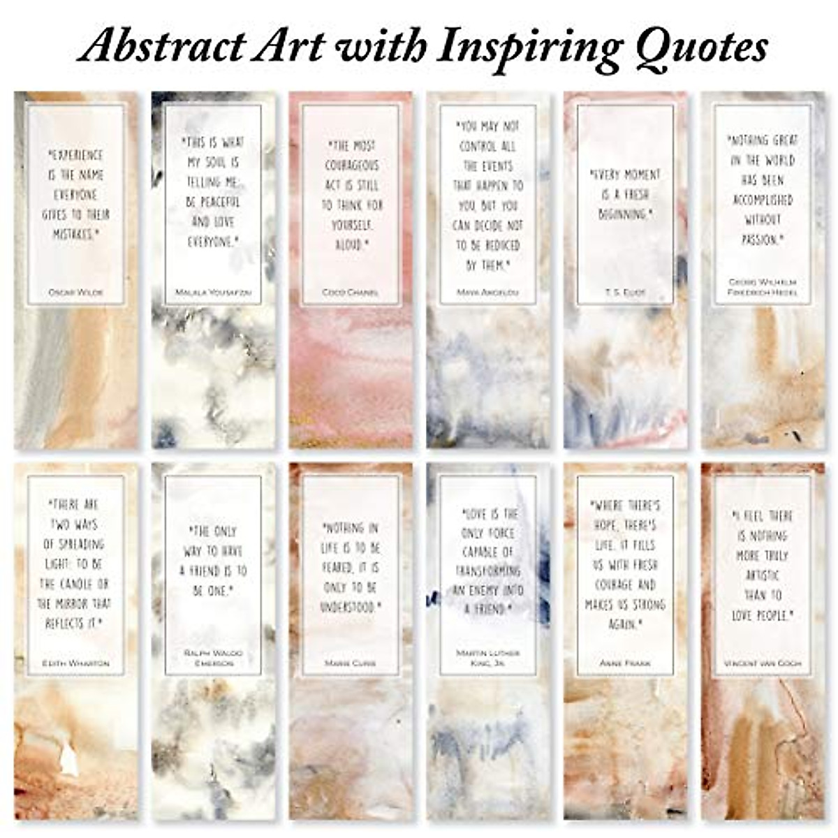 Abstract Bookmarks with Inspirational Quotes - Pack of 48