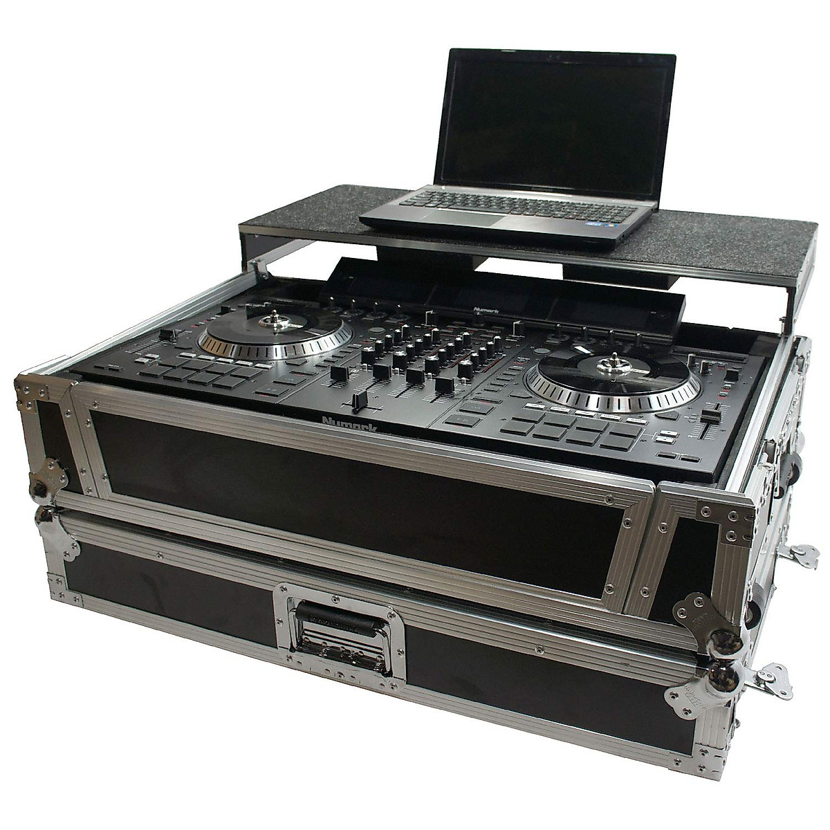 Harmony Audio HCNS7LTWFXTR Flight Glide Laptop Stand Combo DJ Case Compatible with Numark NS7FX