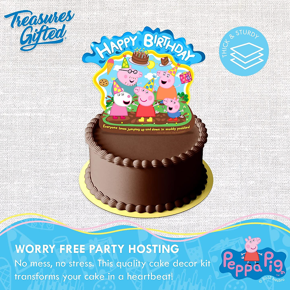 Treasures Gifted Officially Licensed Peppa Pig Cake Topper - Peppa Pig Cake Decorations - Peppa Pig Dessert Topper - Peppa Pig Cake Picks - Peppa Pig Birthday Party Supplies