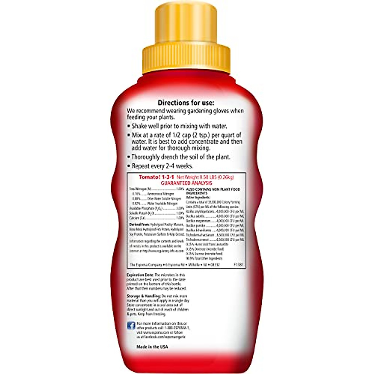 Espoma Organic 8 Ounce Concentrated Tomato! Plant Food - Plant Fertilizer For all Types of Tomatoes and other Vegetables. For Organic Gardening. Pack of 1.