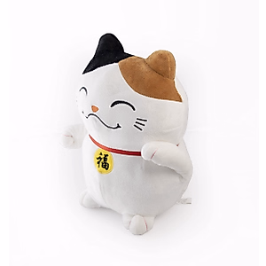 Mango Steam 11" Adorable Kawaii Lucky Cat Plush with Waving Arm - Soft and Hypoallergenic (White)