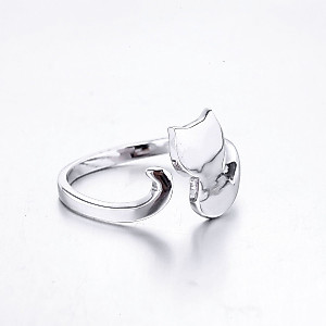 VIKI LYNN Sterling Silver Rings Cute Cat Tail Ring Gifts for Women Ring Size 4.5